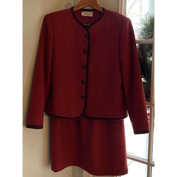 Russ | Jackets & Coats | Vintageruss 2 Pc Skirt Suit Size Rust Color ...